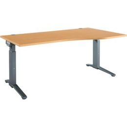 Sch&auml;fer Shop Sch&auml;fer Shop Genius Schreibtisch ERGOSTYLE S, manuell h&ouml;henverstellbar, Rechteck, C-Fu&szlig;, Ansatz rechts, B 1800 x T 800/1000 x H 675-895 mm, Buche/anthrazitgrau