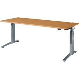 Sch&auml;fer Shop Sch&auml;fer Shop Genius Schreibtisch ERGOSTYLE S, Rechteck, elektrisch h&ouml;henverstellbar, zweistufig, C-Fu&szlig;, B 2000 x T 800 x H 635-1305 mm, inkl. Memory Master, Buche/anthrazit