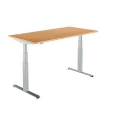Sch&auml;fer Shop Sch&auml;fer Shop Select Schreibtisch DRIVE UP 2, elektrisch h&ouml;henverstellbar, Rechteck, T-Fu&szlig;, B 1600 x T 800 x H 630-1290 mm, Buche/wei&szlig;aluminium