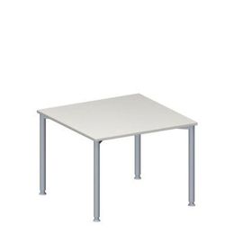 Sch&auml;fer Shop Sch&auml;fer Shop Genius Anbautisch MODENA FLEX, h&ouml;henverstellbar, Quadrat-Form, 4-Fu&szlig; Rundrohr, B 1000 x T 1000 mm, lichtgrau