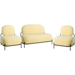 Garnitur ADMIRAL, 2 Sessel, 1 Sofa, 100 % Polyester, Stahlrohrgestell lackiert, safran