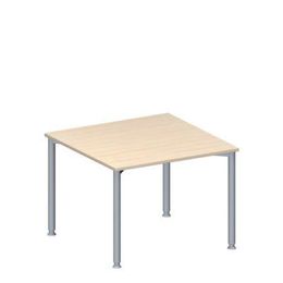 Sch&auml;fer Shop Sch&auml;fer Shop Genius Anbautisch MODENA FLEX, h&ouml;henverstellbar, Quadrat-Form, 4-Fu&szlig; Rundrohr, B 1000 x T 1000 mm, Ahorn-Dekor
