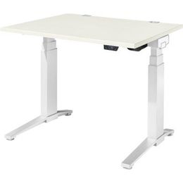 Sch&auml;fer Shop Sch&auml;fer Shop Genius Schreibtisch ERGOSTYLE S, Rechteck, elektrisch h&ouml;henverstellbar, zweistufig, C-Fu&szlig;, B 1200 x T 800 x H 635-1305 mm, inkl. Memory Master, wei&szlig;/wei&szlig;