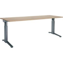 Sch&auml;fer Shop Sch&auml;fer Shop Genius Schreibtisch ERGOSTYLE S, manuell h&ouml;henverstellbar, Rechteck, C-Fu&szlig;, B 2000 x T 800 x H 675-895 mm, eiche/anthrazit