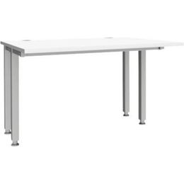 Sch&auml;fer Shop Sch&auml;fer Shop Genius Schreibtisch MODENA FLEX, 4-Fu&szlig;-Quadratrohr, verk&uuml;rzte Seitenteile, B 1200 mm, wei&szlig;