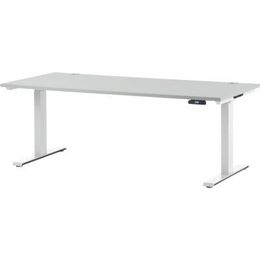Sch&auml;fer Shop Sch&auml;fer Shop Genius Schreibtisch MODENA FLEX, elektrisch h&ouml;henverstellbar, Rechteck, T-Fu&szlig;, B 1800 x T 800 mm, lichtgrau/wei&szlig;