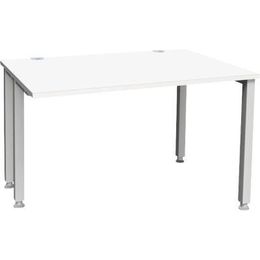 Sch&auml;fer Shop Sch&auml;fer Shop Genius Schreibtisch MODENA FLEX, 4-Fu&szlig;-Quadratrohr, verk&uuml;rzte Seitenteile, B 1200 mm, wei&szlig;