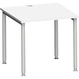 Sch&auml;fer Shop Sch&auml;fer Shop Genius Schreibtisch MODENA FLEX, 4-Fu&szlig;-Rundrohr, B 800 x T 800 mm, wei&szlig;/wei&szlig;alu