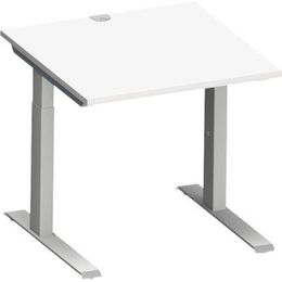 Sch&auml;fer Shop Sch&auml;fer Shop Genius Schreibtisch MODENA FLEX, C-Fu&szlig;-Rechteckrohr, B 800 x T 800 mm, wei&szlig;/wei&szlig;alu