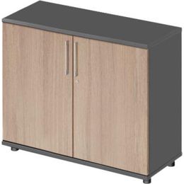 Sch&auml;fer Shop Sch&auml;fer Shop Genius Fl&uuml;gelt&uuml;renschrank TETRIS WOOD, 2 OH, H&ouml;he inkl. Gleiter, B 1000 mm, graphit/Eiche