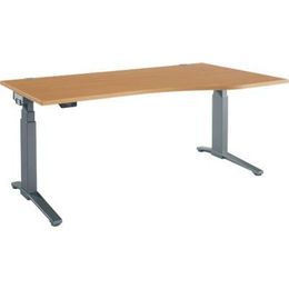 Sch&auml;fer Shop Sch&auml;fer Shop Genius Schreibtisch ERGOSTYLE S, elektrisch h&ouml;henverstellbar, Ansatz rechts, zweistufig, C-Fu&szlig;, B 1800 x T 800/1000 x H 645-1305 mm, inkl. Memory Master, Buche/anthrazit