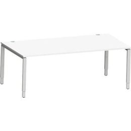 Sch&auml;fer Shop Sch&auml;fer Shop Genius Schreibtisch Modena Flex, Rechteck, 4-Fu&szlig; Rechteckrohr, B 2000 x T 1000 x H 650-850 mm, wei&szlig;/wei&szlig;aluminium