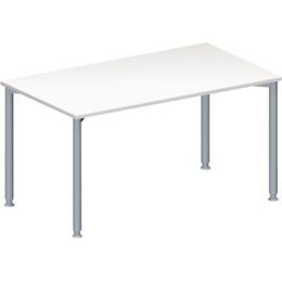 Sch&auml;fer Shop Sch&auml;fer Shop Genius Konferenztisch MODENA FLEX, Rechteck, 4-Fu&szlig; Rundrohr, B 1400 x T 800 x H 720-840 mm, wei&szlig;/wei&szlig;aluminium RAL 9006