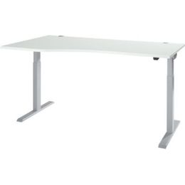 Sch&auml;fer Shop Sch&auml;fer Shop Select Schreibtisch ERGO-T 2.0, elektrisch h&ouml;henverstellbar, Freiform Ansatz links, T-Fu&szlig;, B 1800 x H 715-1205 mm, lichtgrau/wei&szlig;alu