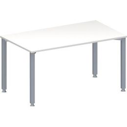 Sch&auml;fer Shop Sch&auml;fer Shop Genius Konferenztisch MODENA FLEX, Rechteck, 4-Fu&szlig; Quadratrohr, B 1400 x T 800 x H 720-840 mm, wei&szlig;/wei&szlig;aluminium RAL 9006