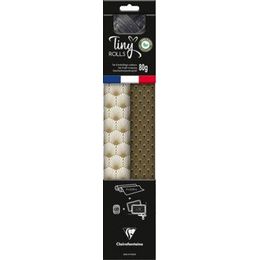 Geschenkverpackungs-Set Clairefontaine, gold-schwarz, 2 Tinyrollen Geschenkpapier L 5 m x B 350 mm, Geschenkband L 20 m & 10 Geschenkanh&auml;nger