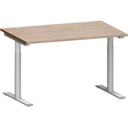 Sch&auml;fer Shop Sch&auml;fer Shop Genius Schreibtisch MODENA FLEX, T-Fu&szlig;-Rundrohr, B 1200 x T 800 mm, Eiche-Dekor/wei&szlig;alu