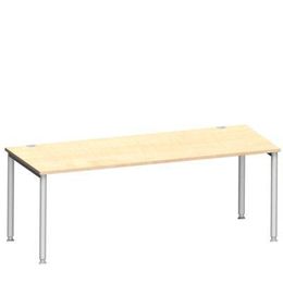 Sch&auml;fer Shop Sch&auml;fer Shop Genius Schreibtisch MODENA FLEX, 4-Fu&szlig;-Rundrohr, B 2000 x T 1000 mm, Ahorn/wei&szlig;alu
