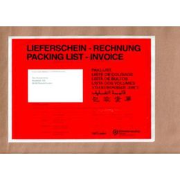 Papier-Dokumententasche/Lieferscheintasche SecurePack, C5, Fenster links, mit Aufdruck, selbstklebend, 100 % recycelbares Pergaminpapier, rot, 250 St&uuml;ck