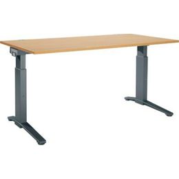 Sch&auml;fer Shop Sch&auml;fer Shop Genius Schreibtisch ERGOSTYLE S, manuell h&ouml;henverstellbar, Rechteck, C-Fu&szlig;, B 1600 x T 800 x H 675-895 mm, Buche/anthrazit