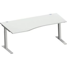 Sch&auml;fer Shop Sch&auml;fer Shop Genius Freiformschreibtisch MODENA FLEX, C-Fu&szlig;-Rechteckrohr, B 1800 mm, Ansatz links, lichtgrau/wei&szlig;alu