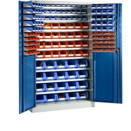 Sch&auml;fer Shop Magazinschrank Sch&auml;fer Shop Select, mit Ausstattung, B 1200 x T 500 x H 1935 mm, Stahl, lichtgrau/enzianblau