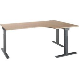 Sch&auml;fer Shop Sch&auml;fer Shop Select Winkelschreibtisch ERGO-T 2.0, 90&deg; Winkel, Ansatz rechts, T-Fu&szlig;, B 2000 x T 1200/800 x H 675-895 mm, Eiche/anthrazit