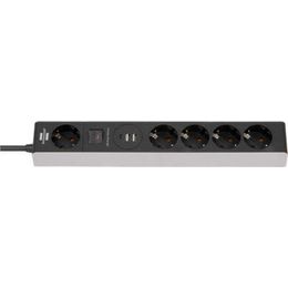 Fa.Brennenstuhl Brennenstuhl 5-fach Steckdosenleiste, mit Schalter, 1x USB-C mit Power Delivery, 2x USB-A, 45 W, grau/schwarz