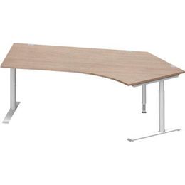Sch&auml;fer Shop Sch&auml;fer Shop Genius Winkelschreibtisch MODENA FLEX 135&deg;, Ansatz rechts, C-Fu&szlig;-Rundrohr, B 2165 mm, Eiche-Dekor