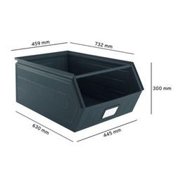 Sch&auml;fer Shop Sch&auml;fer Shop Select Sichtlagerkasten, mit Tragestab, L 732 x B 459 x H 300 mm, 84 l, 180 kg, Stahl, RAL 5008 (graublau)