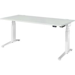 Sch&auml;fer Shop Sch&auml;fer Shop Genius Schreibtisch ERGOSTYLE S, Rechteck, elektrisch h&ouml;henverstellbar, zweistufig, C-Fu&szlig;, B 1800 x T 800 x H 635-1305 mm, inkl. Memory Master, lichtgrau/wei&szlig;
