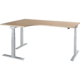 Sch&auml;fer Shop Sch&auml;fer Shop Select Winkelschreibtisch ERGO-T 2.0, elektrisch h&ouml;henverstellbar, 90&deg; Winkel links, T-Fu&szlig;, B 2000 mm, Eiche-Dekor/wei&szlig;alu