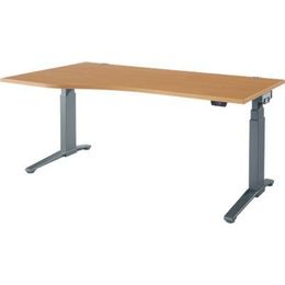Sch&auml;fer Shop Sch&auml;fer Shop Genius Schreibtisch ERGOSTYLE S, elektrisch h&ouml;henverstellbar, Ansatz links, zweistufig, C-Fu&szlig;, B 1800 x T 800/1000 x H 645-1305 mm, inkl. Memory Master, Buche/anthrazit