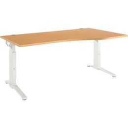Sch&auml;fer Shop Sch&auml;fer Shop Genius Schreibtisch ERGOSTYLE S, manuell h&ouml;henverstellbar, Rechteck, C-Fu&szlig;, Ansatz rechts, B 1800 x T 800/1000 x H 675-895 mm, Buche/wei&szlig;