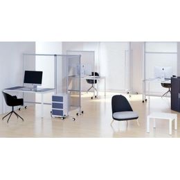 PAPERFLOW Mobile Spuckschutz-Trennwand Modell B, Acrylglas, St&auml;rke 3 mm, B 1200 x T 390 x H 1800 mm, mit Rollen