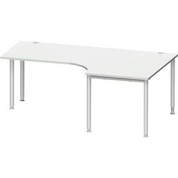 Sch&auml;fer Shop Sch&auml;fer Shop Genius Winkelschreibtisch MODENA FLEX 90&deg;, Ansatz rechts, einseitig, verk&uuml;rzte Seitenteile, 4-Fu&szlig;-Rundrohr, lichtgrau/wei&szlig;aluminium