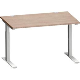 Sch&auml;fer Shop Sch&auml;fer Shop Genius Schreibtisch MODENA FLEX, C-Fu&szlig;-Rechteckrohr, B 1200 x T 800 mm, Eiche-Dekor/wei&szlig;alu