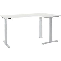 Sch&auml;fer Shop Sch&auml;fer Shop Genius Winkelschreibtisch Modena Flex, elektrisch h&ouml;henverstellbar, 90&deg; Winkel, T-Fu&szlig;, B 2000 mm, wei&szlig;/wei&szlig;alu