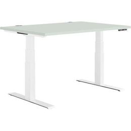 Sch&auml;fer Shop Sch&auml;fer Shop Genius Schreibtisch MODENA FLEX, elektrisch h&ouml;henverstellbar, Rechteck, T-Fu&szlig;, B 1200 x T 800 mm, lichtgrau/wei&szlig;