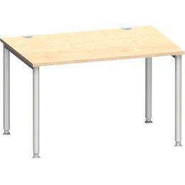 Sch&auml;fer Shop Sch&auml;fer Shop Genius Schreibtisch MODENA FLEX, 4-Fu&szlig;-Rundrohr, B 1200 x T 800 mm, Ahorn/wei&szlig;alu