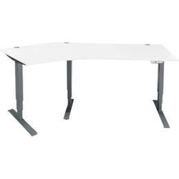 Sch&auml;fer Shop Sch&auml;fer Shop Genius Winkelschreibtisch AERO FLEX, elektrisch h&ouml;henverstellbar, 135&deg; Winkel links, B 2165 mm, wei&szlig;/anthrazit + Memorypanel