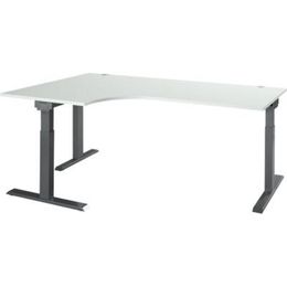 Sch&auml;fer Shop Sch&auml;fer Shop Select Winkelschreibtisch ERGO-T 2.0, 90&deg; Winkel, Ansatz links, T-Fu&szlig;, B 2000 x T 1200/800 x H 675-895 mm, lichtgrau/anthrazit