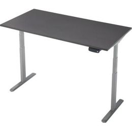 Schreibtisch, Rechteck, elektrisch h&ouml;henverstellbar, T-Fu&szlig;, B 1600 x T 800 x H 620-1280 mm, inkl. Memory Master, graphit/silber