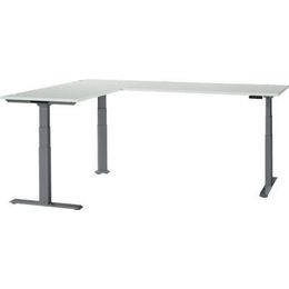 Sch&auml;fer Shop Sch&auml;fer Shop Genius Winkelschreibtisch Modena Flex, elektrisch h&ouml;henverstellbar, 90&deg; Winkel beidseitig, B 2000 x T 2400 mm, lichtgrau/anthrazit