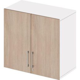 Sch&auml;fer Shop Sch&auml;fer Shop Select Aufsatzschrank LOGIN, 2 Ordnerh&ouml;hen, Griffe unten, B 800 x T 420 x H 726 mm, wei&szlig;/Eiche-Dekor