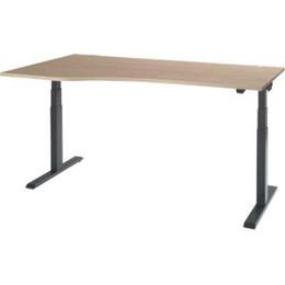 Sch&auml;fer Shop Sch&auml;fer Shop Select Schreibtisch ERGO-T 2.0, elektrisch h&ouml;henverstellbar, Freiform Ansatz links, T-Fu&szlig;, B 1800 x H 640-1300 mm, Eiche/anthrazit