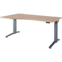 Sch&auml;fer Shop Sch&auml;fer Shop Genius Schreibtisch ERGOSTYLE S, elektrisch h&ouml;henverstellbar, einstufig, Ansatz links, C-Fu&szlig;, B 1800 x T 800/1000 x H 715-1182 mm, inkl. Memory Master, Eiche/anthrazit
