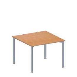 Sch&auml;fer Shop Sch&auml;fer Shop Genius Anbautisch MODENA FLEX, h&ouml;henverstellbar, Quadrat-Form, 4-Fu&szlig; Rundrohr, B 1000 x T 1000 mm, Buche-Dekor