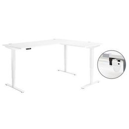 Sch&auml;fer Shop Sch&auml;fer Shop Genius Winkelschreibtisch AERO FLEX, elektrisch h&ouml;henverstellbar, 90&deg; Winkel, C-Fu&szlig;, B 2000 x T 1600 mm, wei&szlig;/wei&szlig;, Memorypanel + Kabelkanal