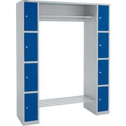 Sch&auml;fer Shop Sch&auml;fer Shop Select Schlie&szlig;fachgarderobe, mit Hutablage & Kleiderstange, 2 x 4 F&auml;cher, B 1735 x T 500 x H 1950 mm, wei&szlig;alu/enzianblau